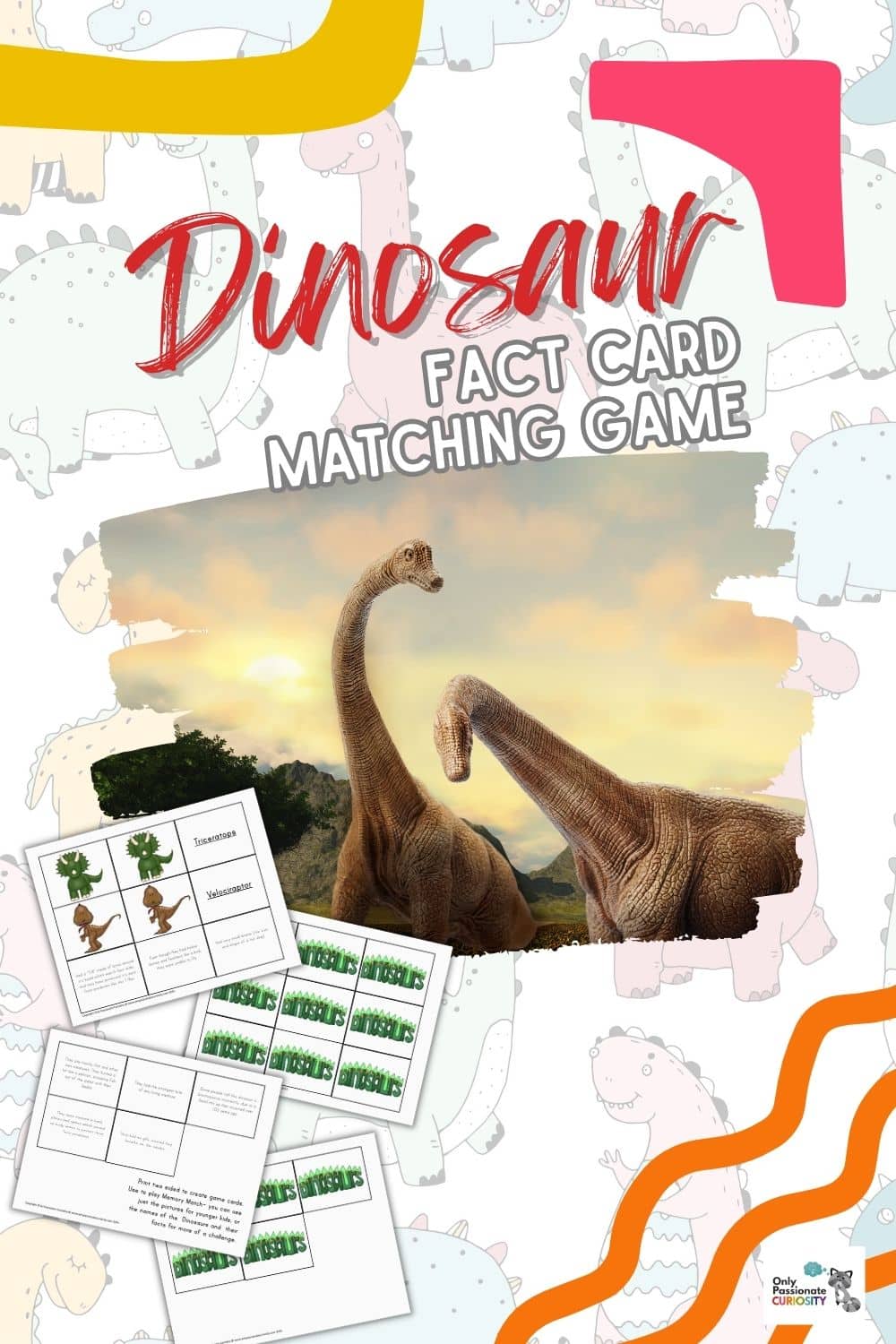 Dinosaur Fact Card Matching Game - Only Passionate Curiosity