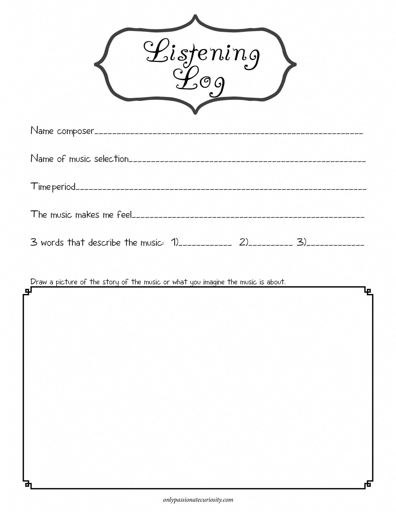 Music Appreciation Printable with Music Cards and Listening Log - Only ...
