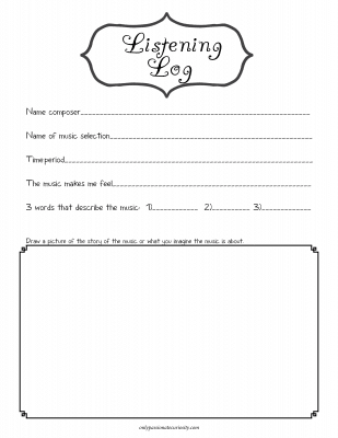 Music Appreciation Printable with Music Cards and Listening Log - Only ...